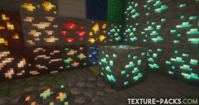 Glowing Ores Texture Pack 1.21.11 / 1.21.10 | Download